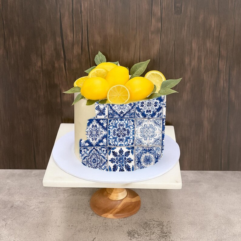 Mediterranean Wedding Cake Printable Design I Mediterranean Tiles I ...