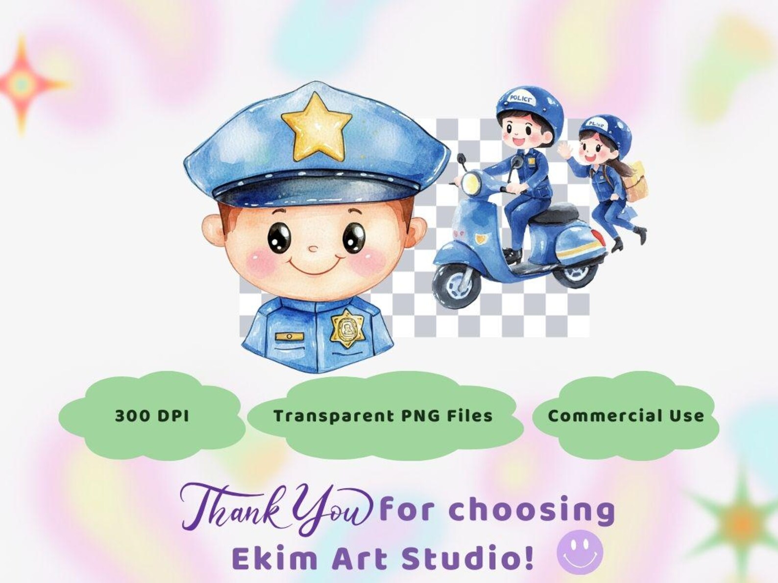 Police Station Watercolor Clipart | Police Kids Clipart | PNG Bundle ...