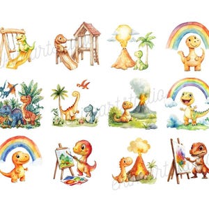 Dinosaur Watercolor Clipart | Sticker | PNG Bundle | Animal Clipart ...