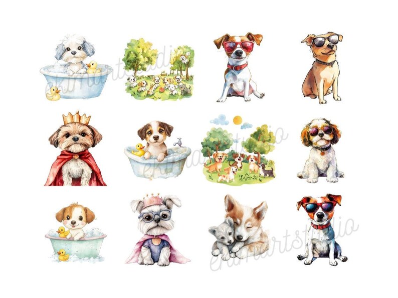 Dogs Clipart Bundle PNG Watercolor Clipart | Animal PNG | PNG Bundle ...