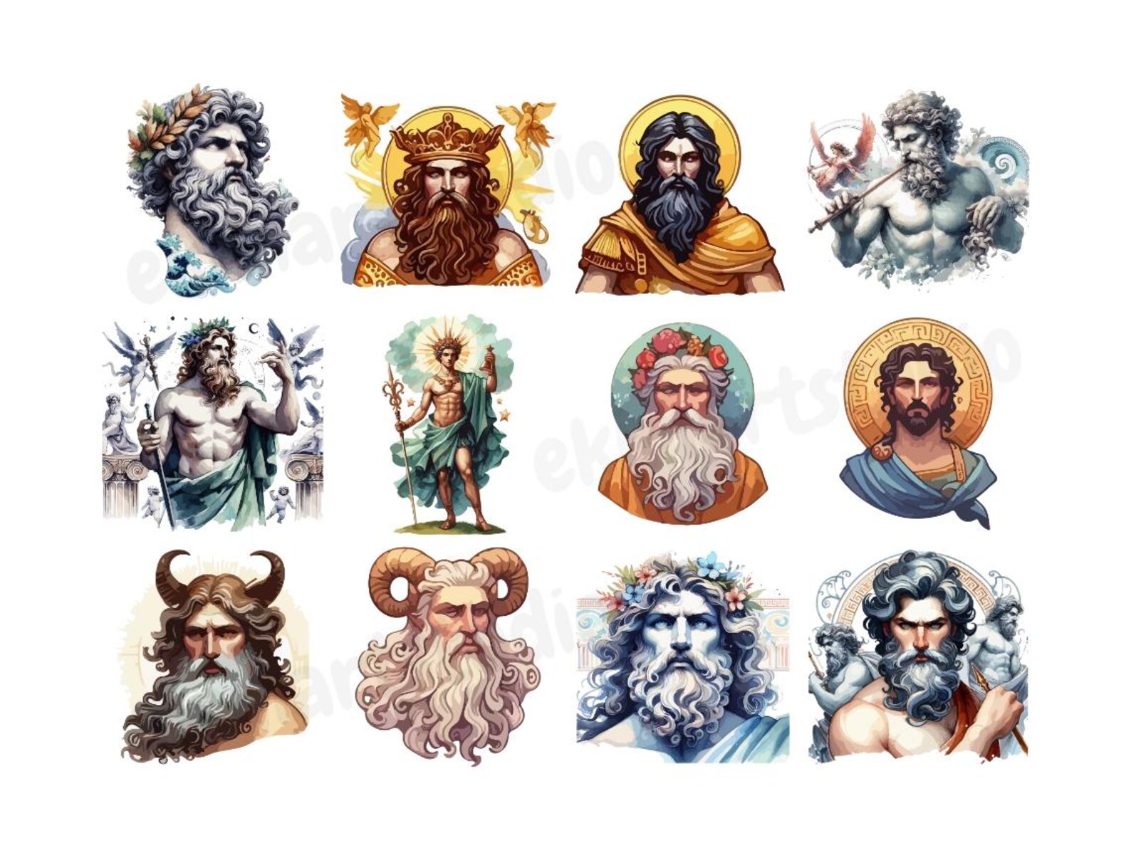 Watercolor Ancient Greek Clipart | Greek Mythology Gods PNG | PNG ...