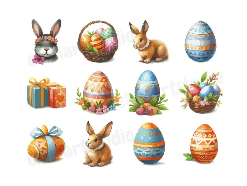 Easter Egg Watercolor Clipart | Cute Egg Images | Easter Graphics | PNG ...