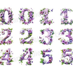 Floral Purple Alphabet Clipart | Floral Alphabet PNG | Alphabet PNG ...