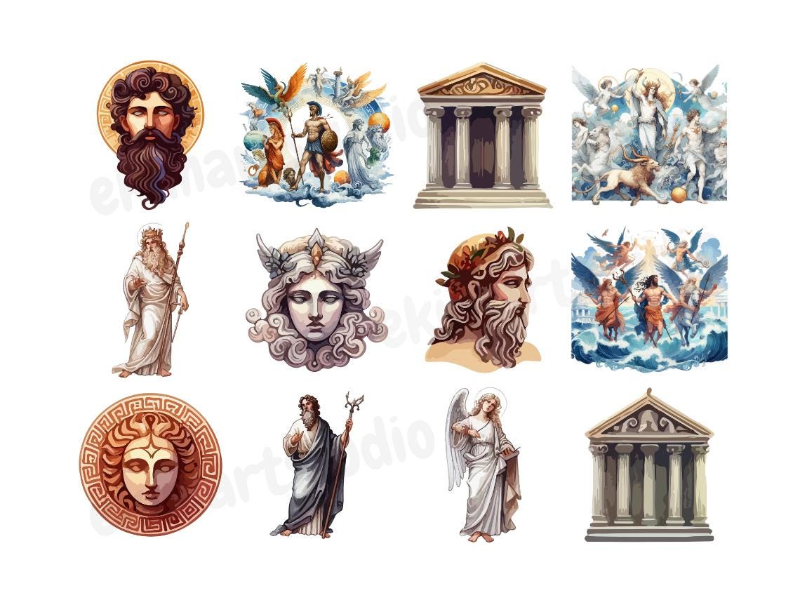 Watercolor Ancient Greek Clipart | Greek Mythology Gods PNG | PNG ...