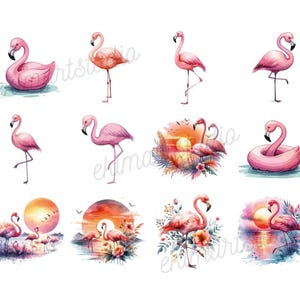 Flamingo Watercolor Clipart | Sticker | PNG Bundle | Digital Download ...