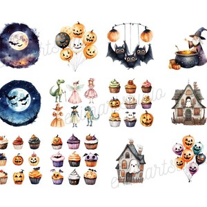 Halloween Watercolor Clipart | Sticker | PNG Bundle | Halloween Clipart ...