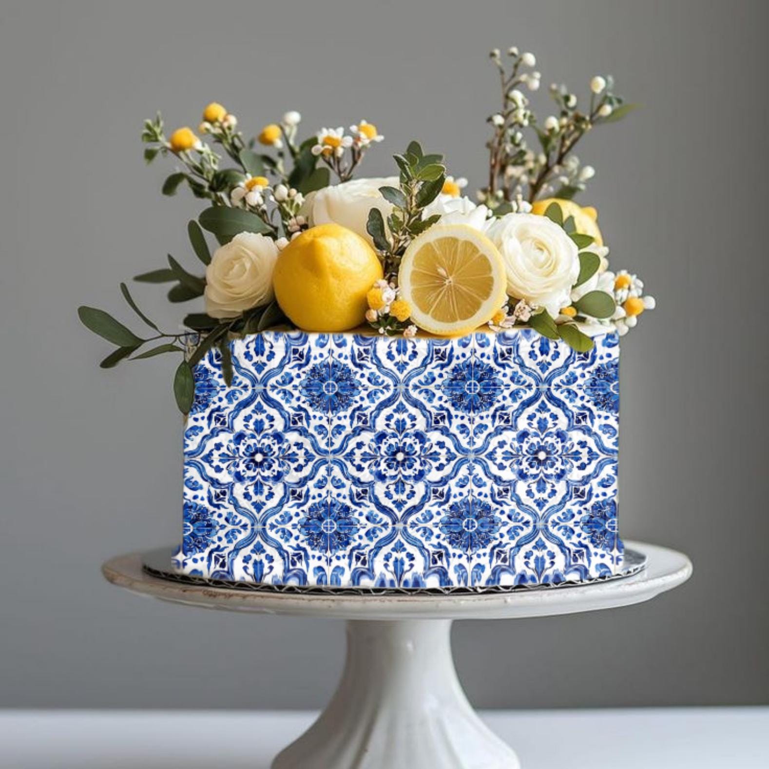 Mediterranean Wedding Cake Printable Design I Mediterranean Tiles I ...