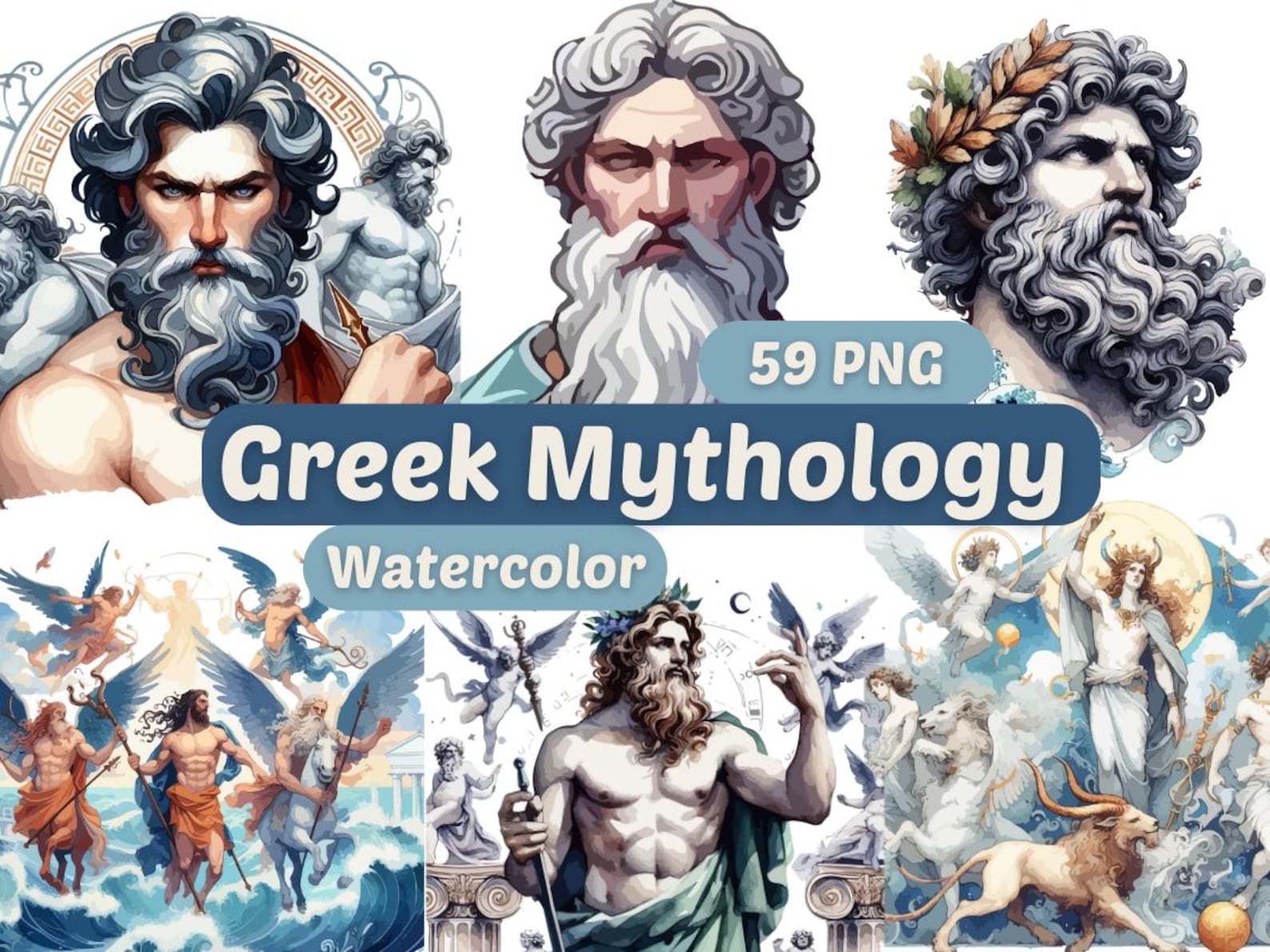 Watercolor Ancient Greek Clipart | Greek Mythology Gods PNG | PNG ...