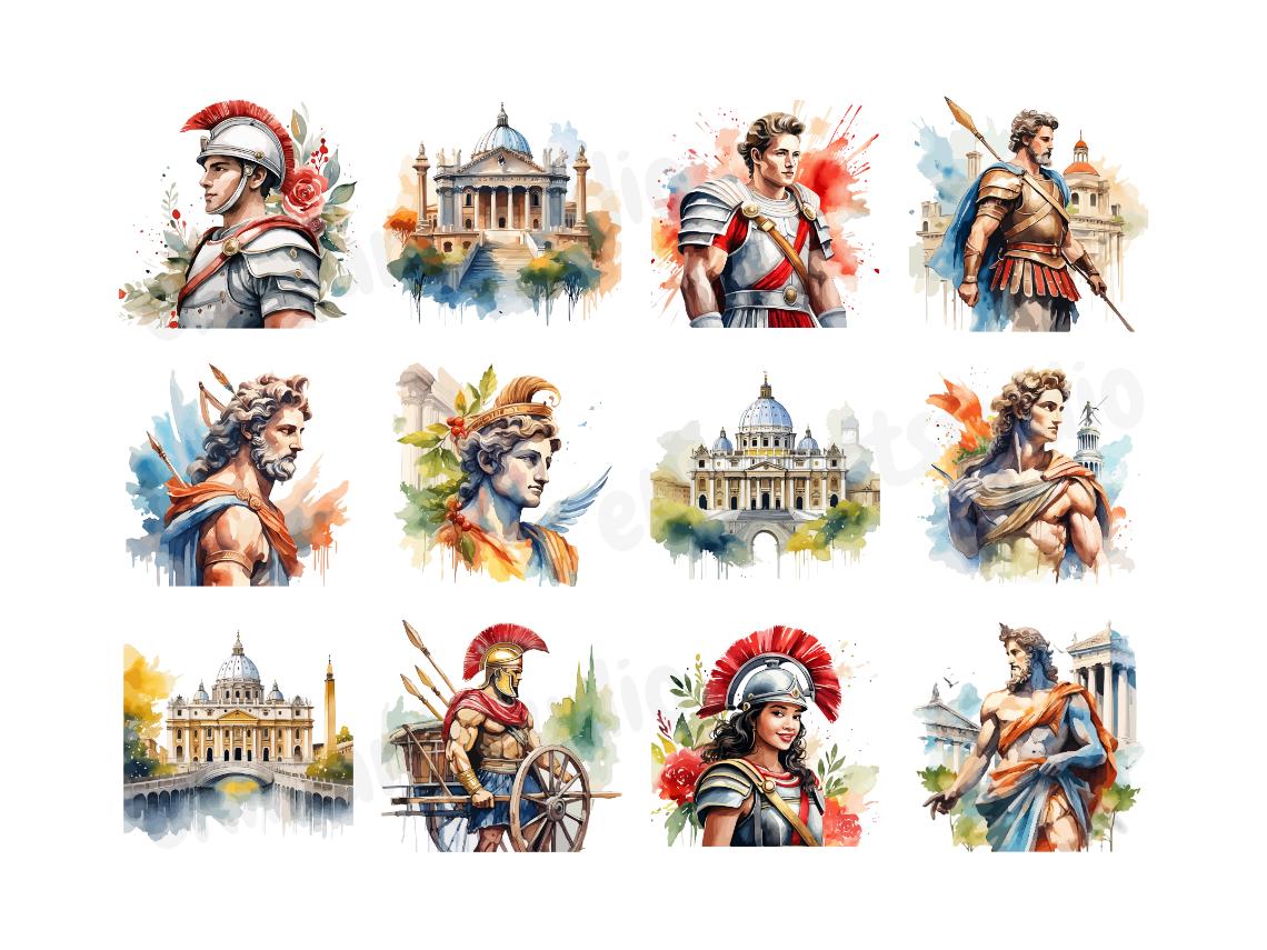 Ancient Rome Watercolor Clipart | Roman Empire | Mythology Png | PNG ...