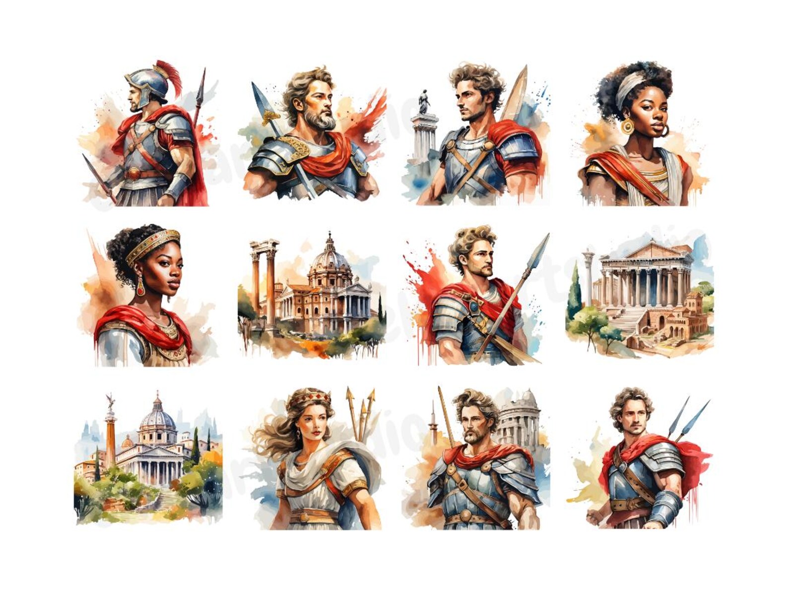 Ancient Rome Watercolor Clipart | Roman Empire | Mythology Png | PNG ...