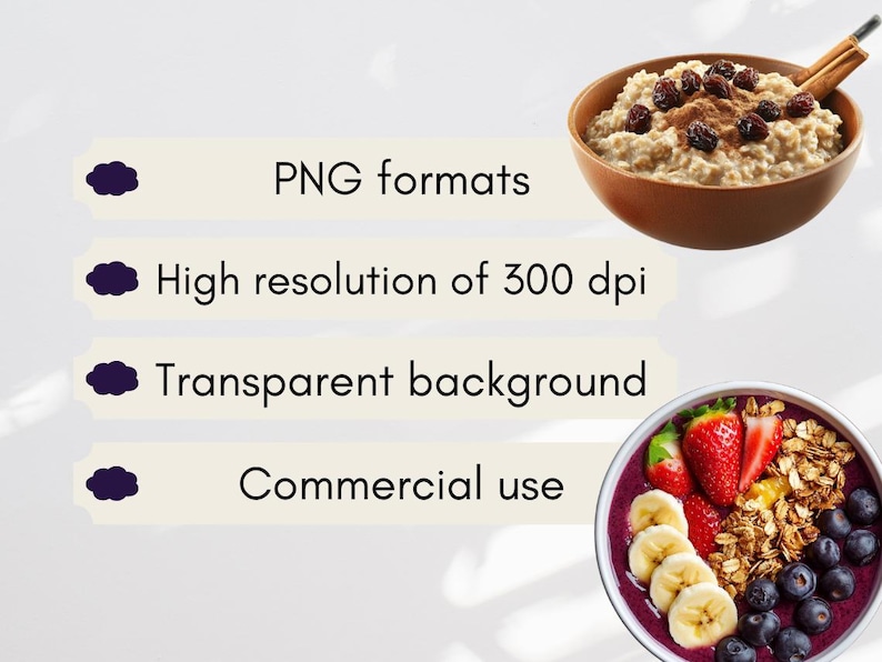 Oatmeal Realistic Clipart | Bowl PNG | Food PNG | PNG Bundle | Food ...