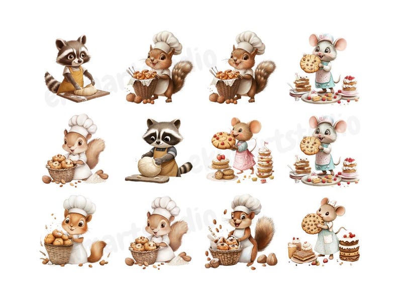Chef Animals Clipart | Cute Animals PNG | PNG Bundle | Cute Chef ...