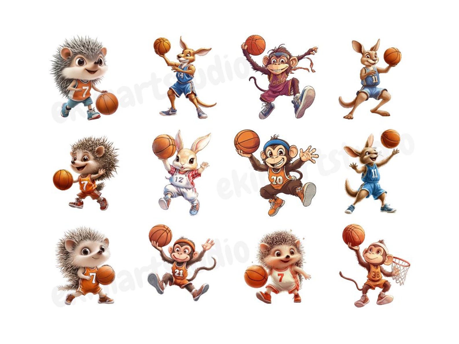 Basketball Animals Clipart | Animals PNG | PNG Bundle | Sport Animals ...
