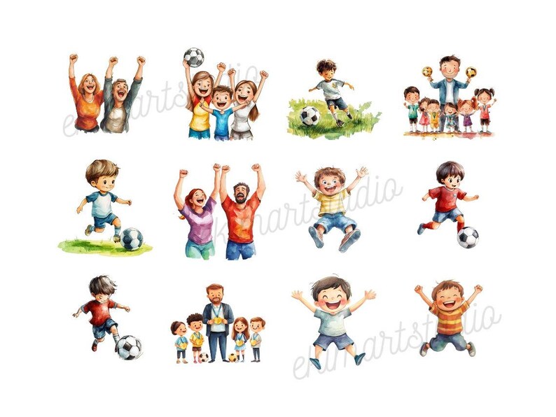 Kids Sports Watercolor Clipart | Sports Clipart | PNG Bundle | Digital ...