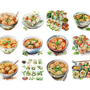 Asian Foods Watercolor Clipart | Asian Food PNG | Food PNG | PNG Bundle ...