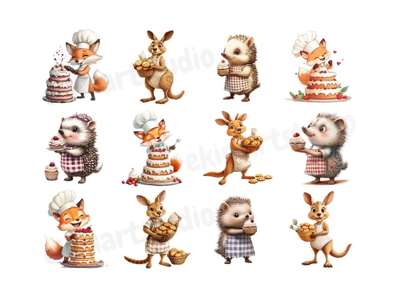 Chef Animals Clipart | Cute Animals PNG | PNG Bundle | Cute Chef ...