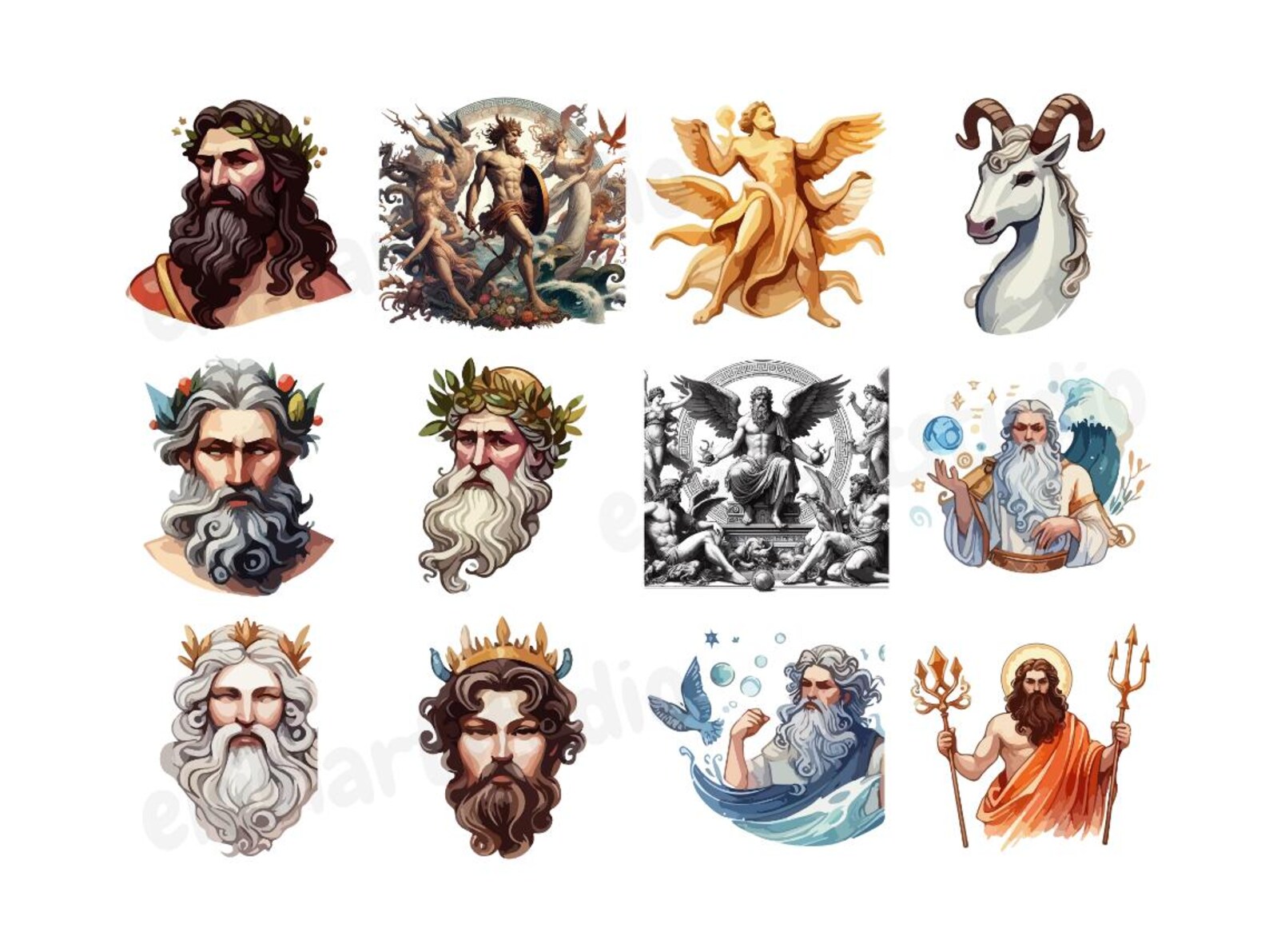 Watercolor Ancient Greek Clipart | Greek Mythology Gods PNG | PNG ...