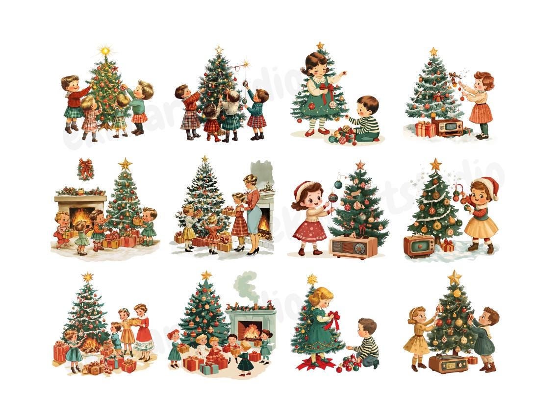 Christmas Kids Watercolor Clipart | Christmas Tree PNG | PNG Bundle ...