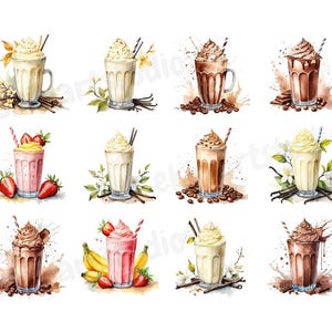 Milkshake Watercolor Clipart | Milkshake Clipart | PNG Bundle | Cute ...