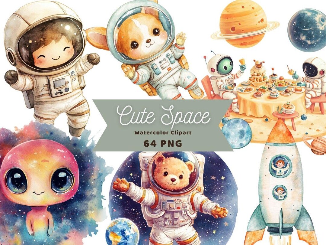 Cute Space Watercolor Clipart | Space PNG | PNG Bundle | Digital ...