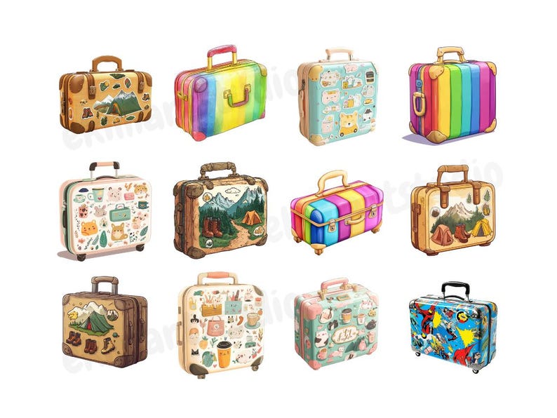 Luggage Clipart | Travel Clipart PNG | PNG Bundle | Cute Travel Bag ...
