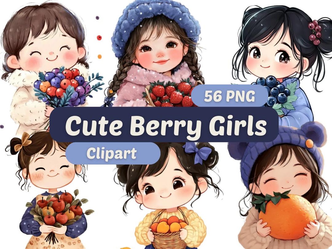 Cute Girl Clipart | Cute Berry Girls PNG | PNG Bundle | Cute Girl ...