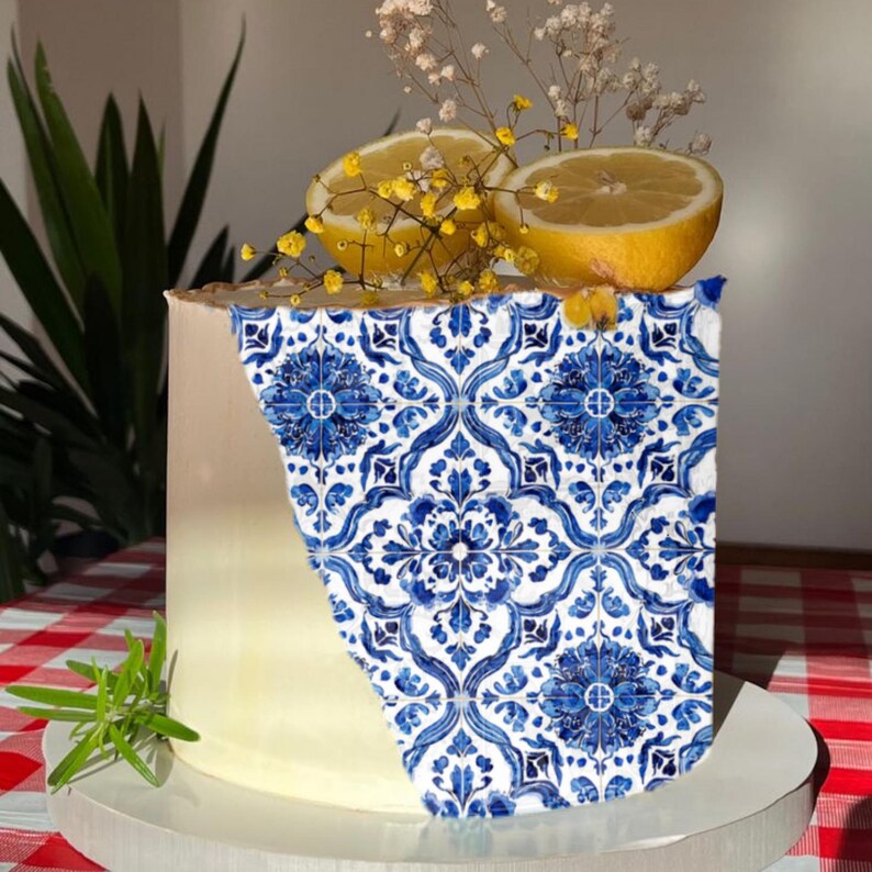 Mediterranean Wedding Cake Printable Design I Mediterranean Tiles I ...
