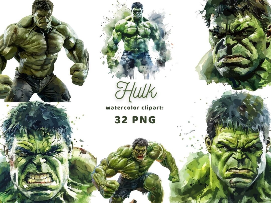 Hulk Watercolor Clipart Marvel SVG Hulk PNG Bundle Digital Download ...