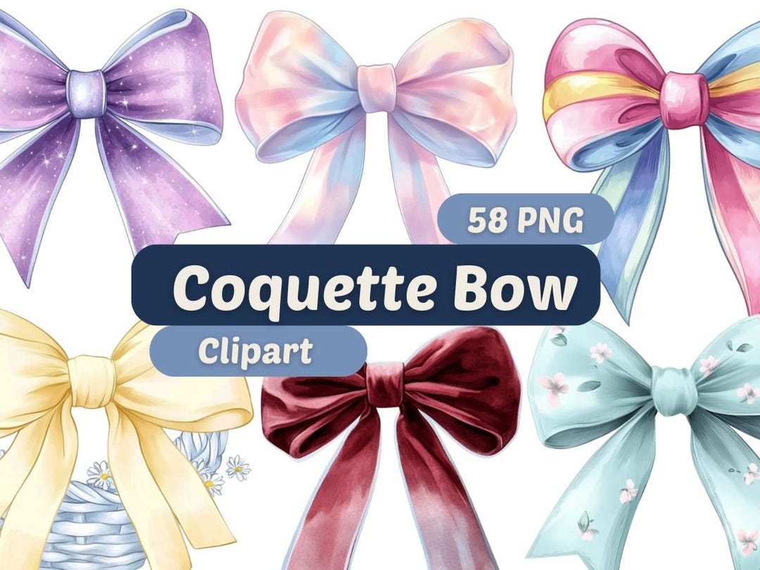 Coquette Bow Clipart | Bow PNG | PNG Bundle | Cute Bow PNG | Ribbon ...