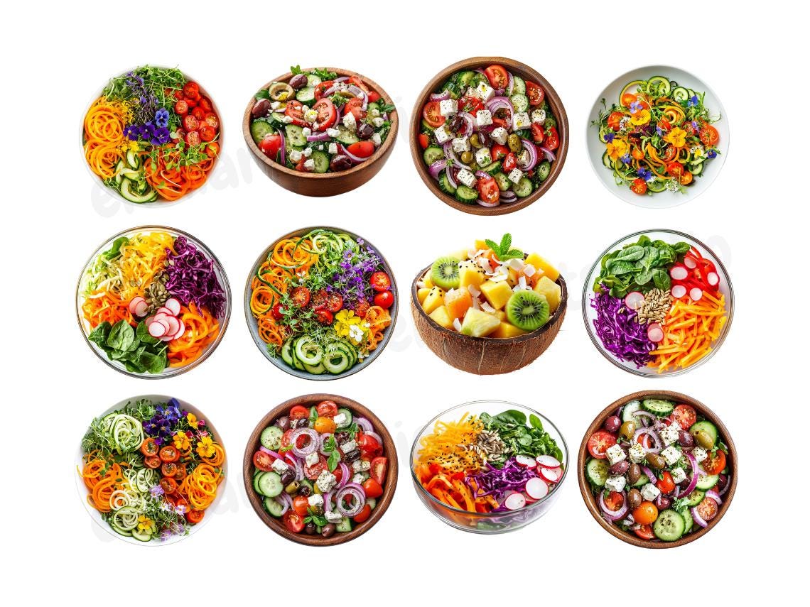 Salads Realistic Clipart | Fresh Salad PNG | Digital Food PNG | PNG ...