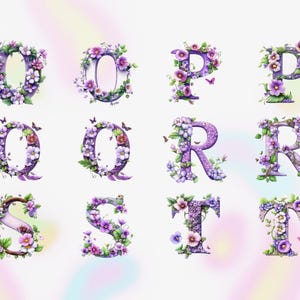 Floral Purple Alphabet Clipart | Floral Alphabet PNG | Alphabet PNG ...