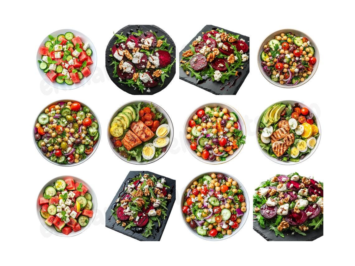 Salads Realistic Clipart | Fresh Salad PNG | Digital Food PNG | PNG ...