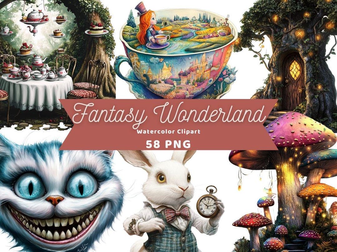 Fantasy Wonderland Clipart | Sticker | PNG Bundle | Wonderland Clipart ...