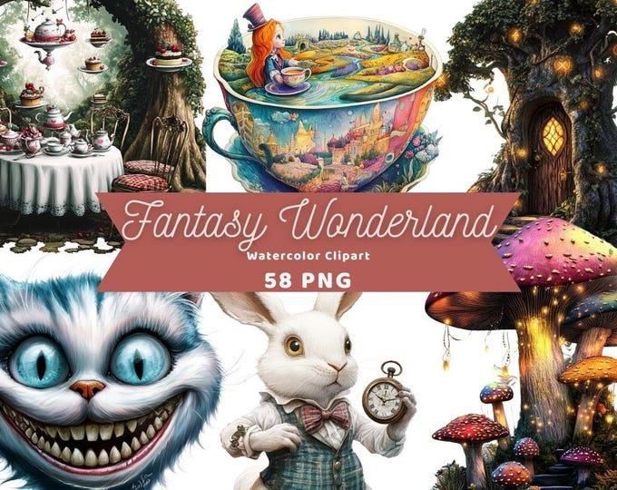 Fantasy Wonderland Clipart Sticker PNG Bundle Wonderland Clipart ...