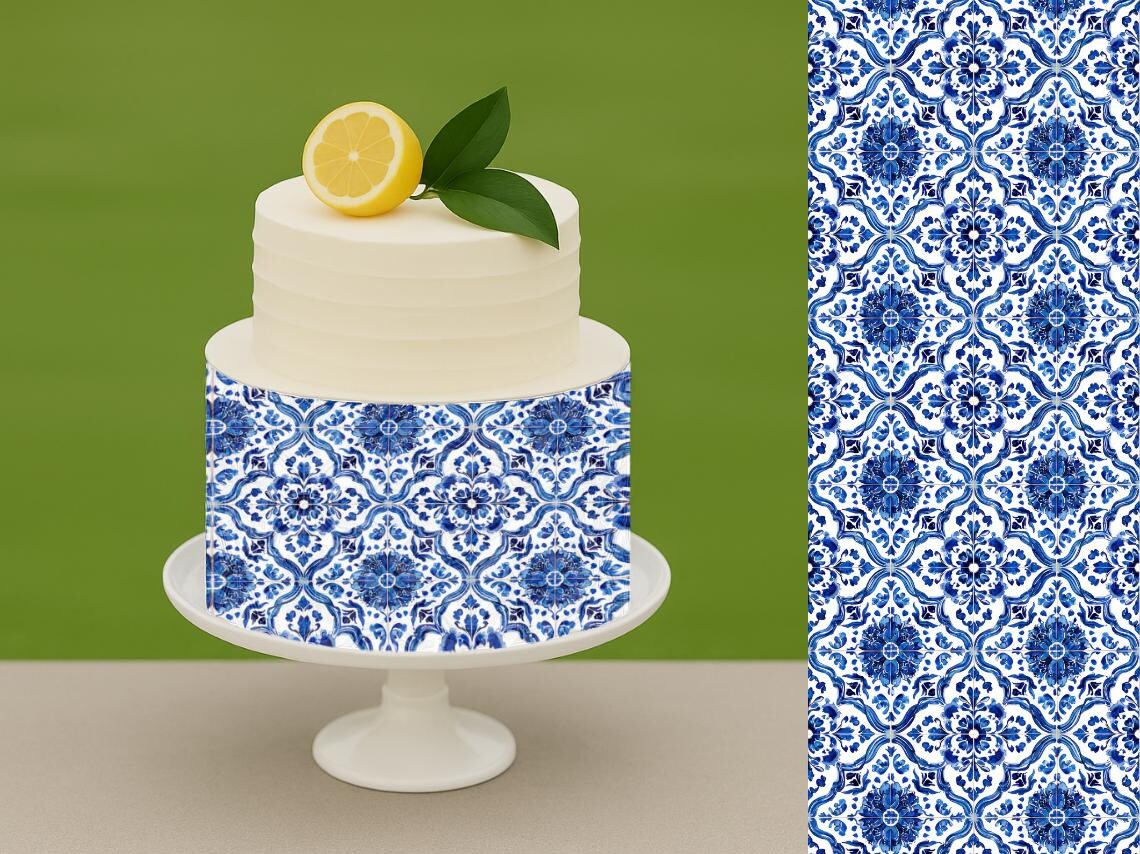 Mediterranean Wedding Cake Printable Design I Mediterranean Tiles I ...