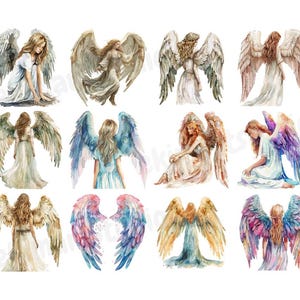 Angel Watercolor Clipart Angel PNG Heaven Clipart PNG Bundle Wings ...