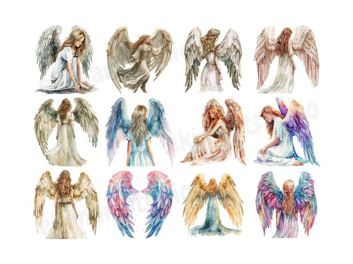 Angel Watercolor Clipart | Angel PNG | Heaven Clipart | PNG Bundle ...