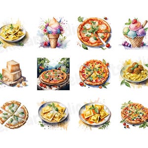 Italian Food Watercolor Clipart | Food Clipart | PNG Bundle | Italian ...