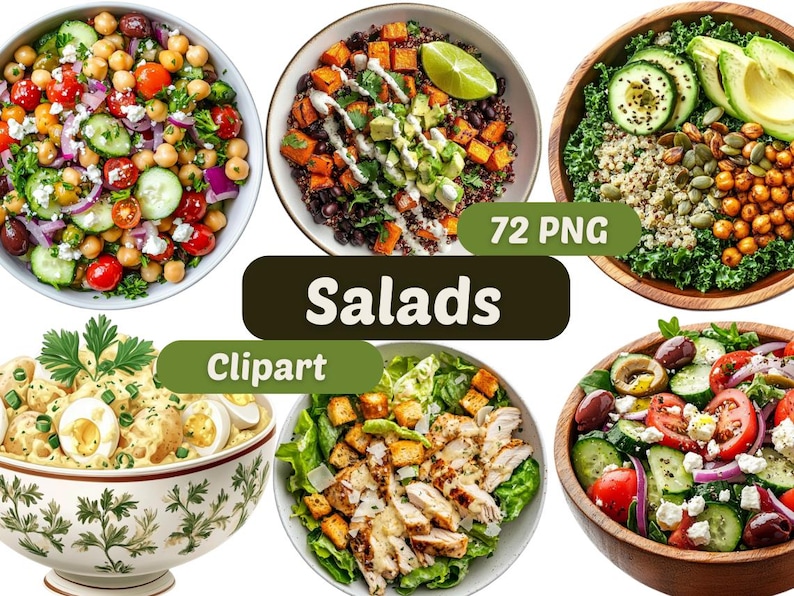 Salads Realistic Clipart | Fresh Salad PNG | Digital Food PNG | PNG ...