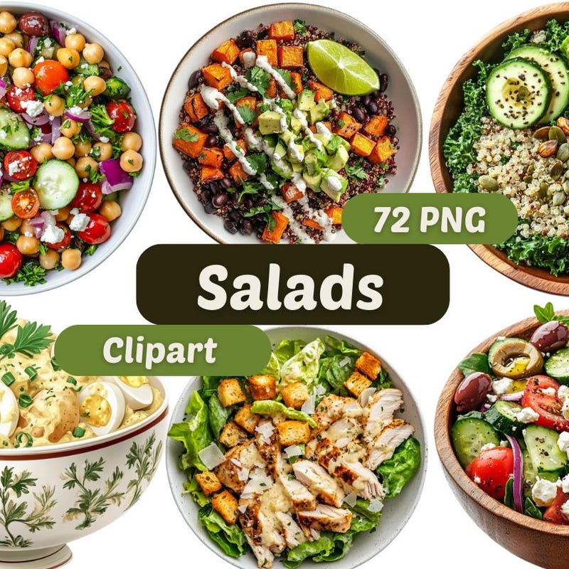 Salad Clipart - Etsy