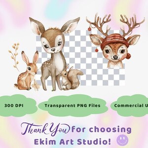 Cute Deer Watercolor Clipart | Sticker | PNG Bundle | Digital Download ...
