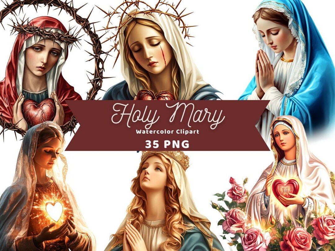 Holy Mary Clipart | Sticker | PNG Bundle | Virgin Mary | Digital ...