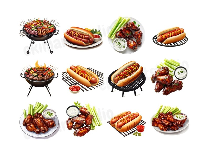 Barbeque Foods Watercolor Clipart | Barbeque Food PNG | Food PNG | PNG ...