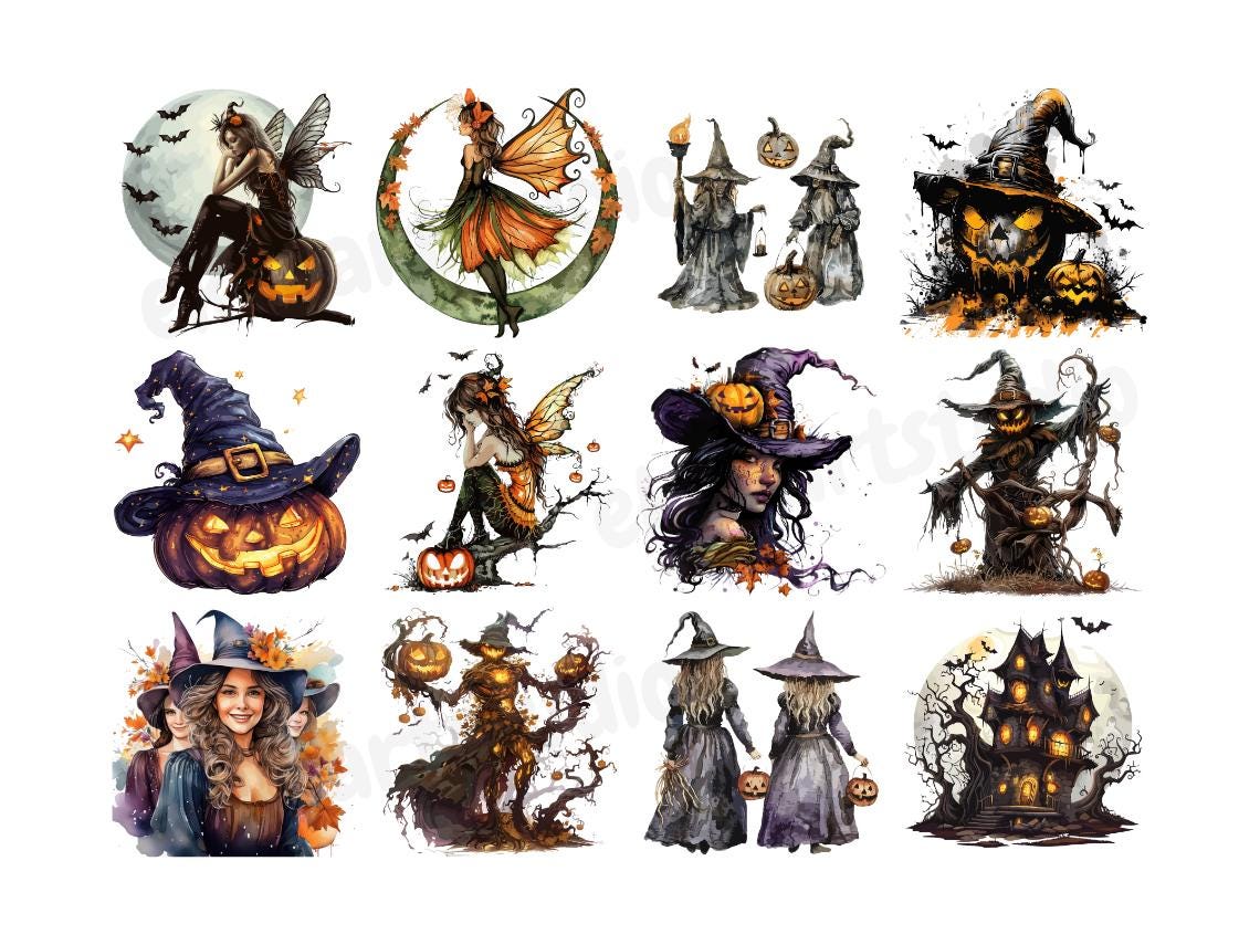 Watercolor Halloween Clipart | Halloween PNG | PNG Bundle | Halloween ...