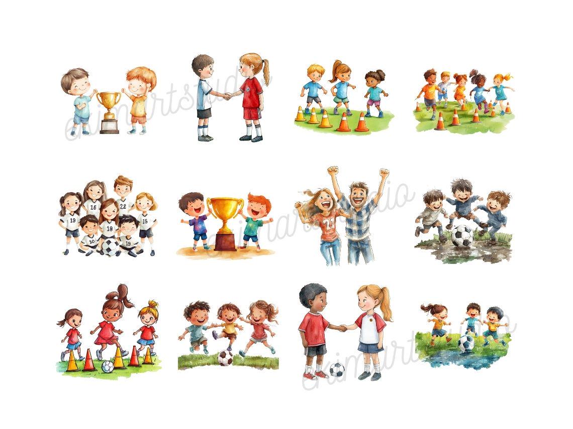 Kids Sports Watercolor Clipart | Sports Clipart | PNG Bundle | Digital ...