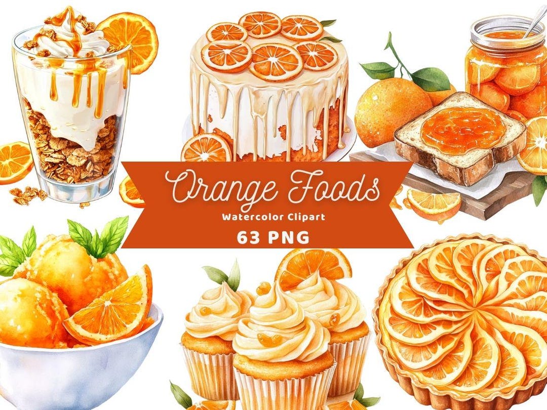Orange Fruits Watercolor Clipart | Food Sticker | PNG Bundle | Digital ...