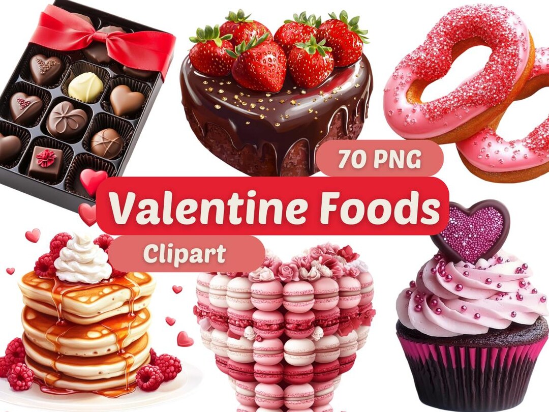 Valentine Day Food Clipart | Valentine Day Food PNG | Digital Food PNG ...
