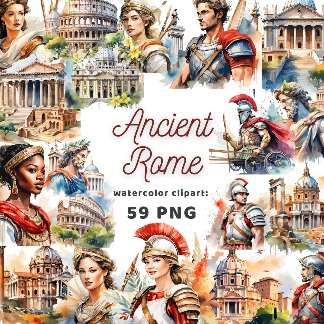 Ancient Rome Watercolor Clipart Roman Empire Sticker PNG Bundle ...