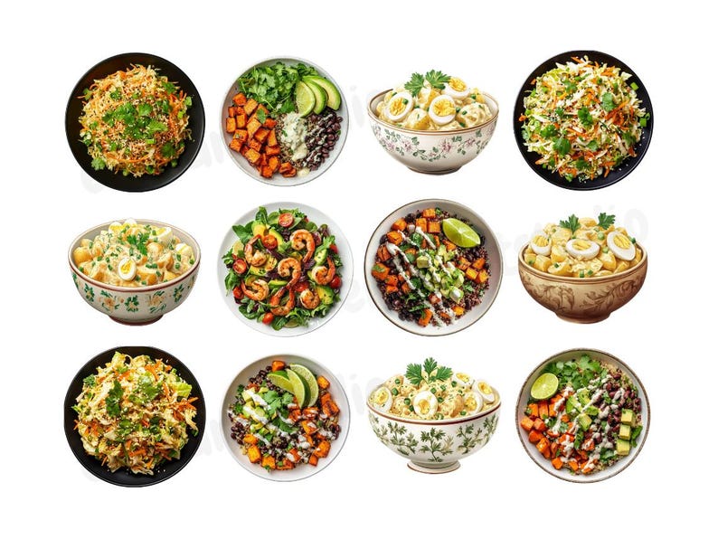 Salads Realistic Clipart | Fresh Salad PNG | Digital Food PNG | PNG ...