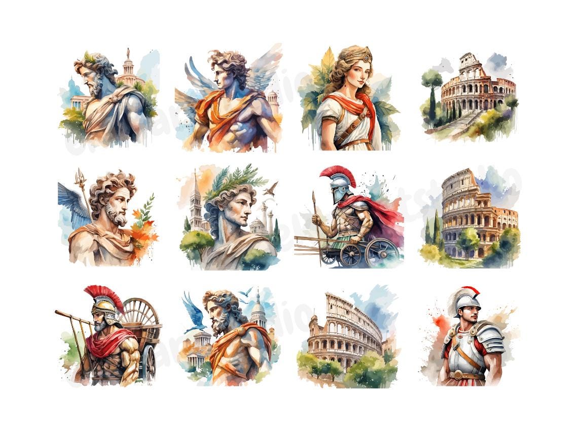 Ancient Rome Watercolor Clipart | Roman Empire | Mythology Png | PNG ...